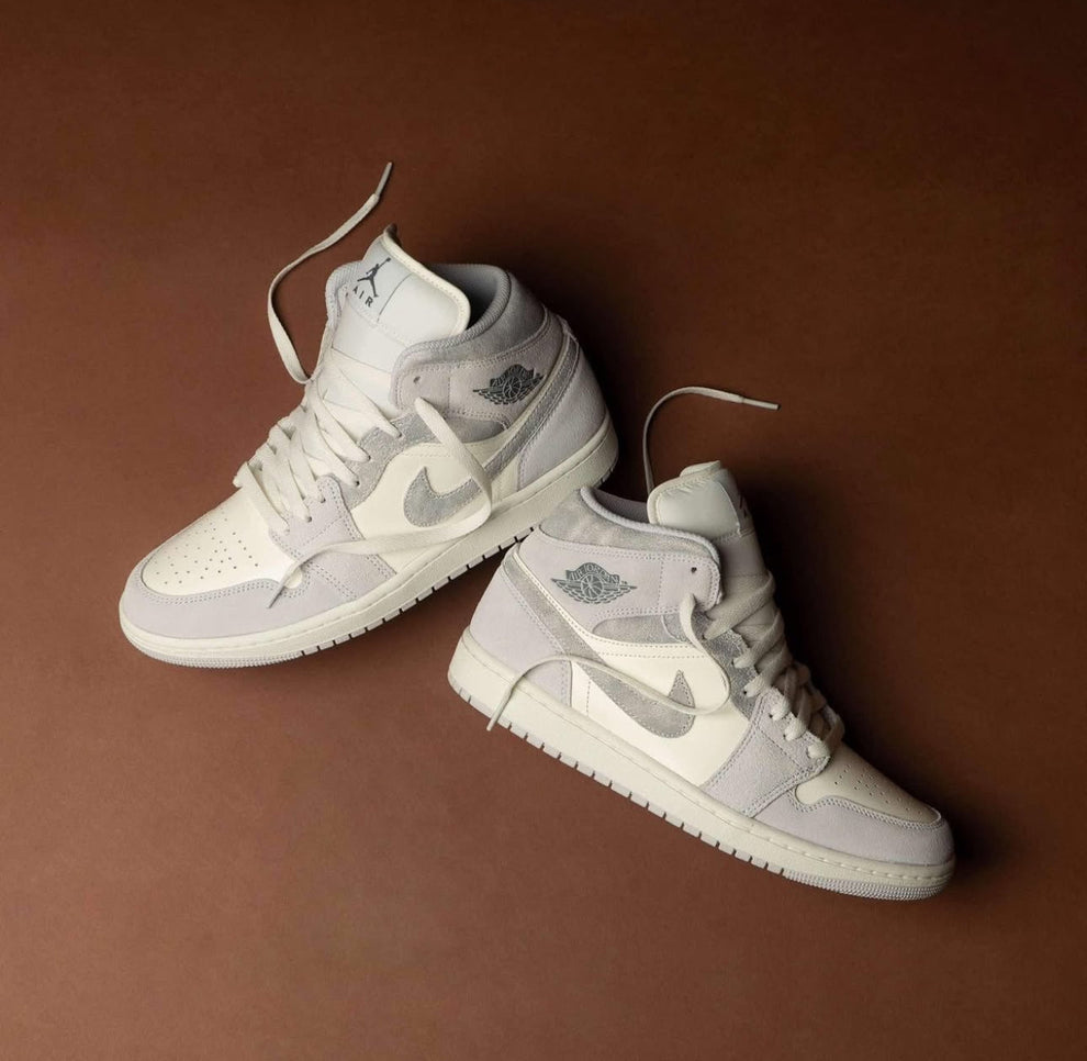 Air Jordan 1 Mid Neutral Grey Sail – Red Sole Republic